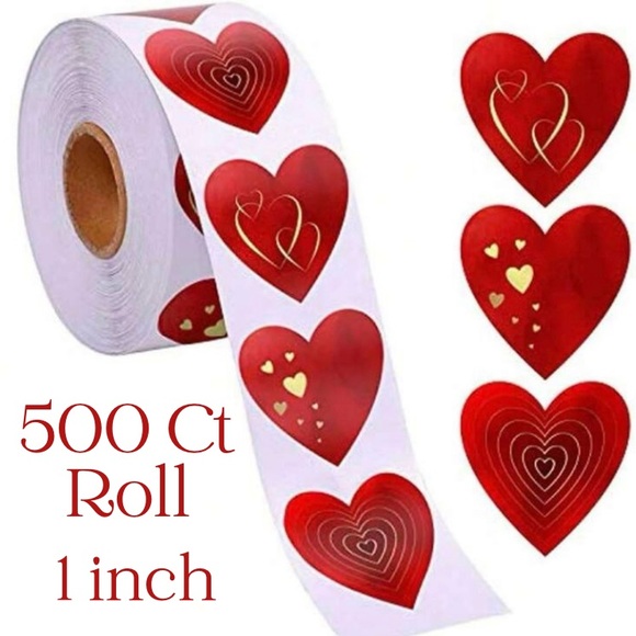Office | 1 Red Heart Sticker Roll Of 50 | Poshmark